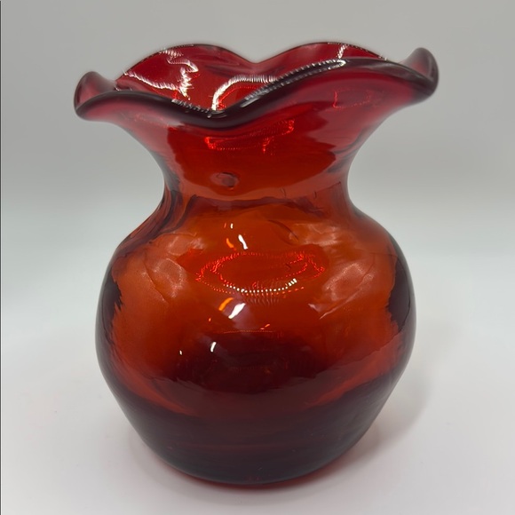 Art | Handblown Red Amberina Glass Vase 35 Tall | Poshmark